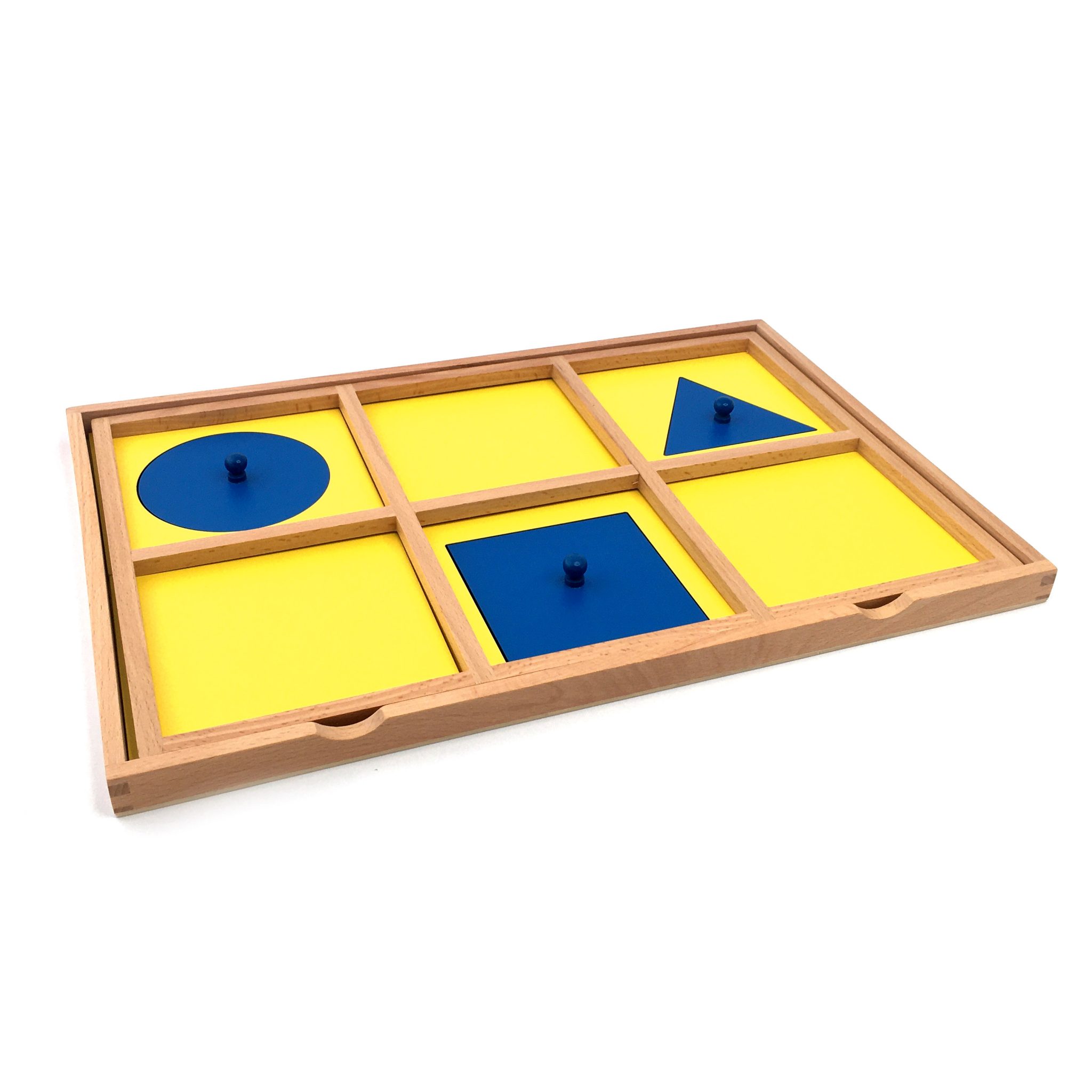 The Geometric Demonstration Tray - Childrens House displays first shapes