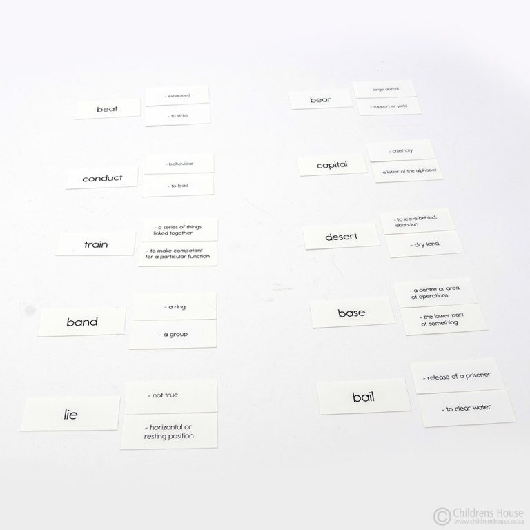Homographs - Childrens House - match definition words to the homograph