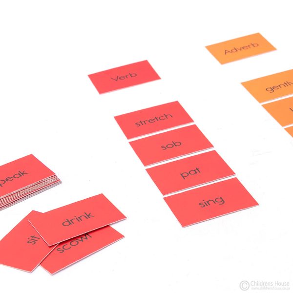 Logical Adverb Game - Childrens House - sort and match verbs to adverbs